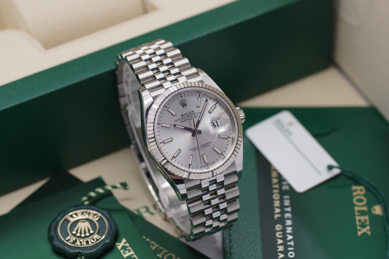 Rolex Datejust 36 126234 Full Set 2020 Silber Jubilee LC 100 - Timedriven